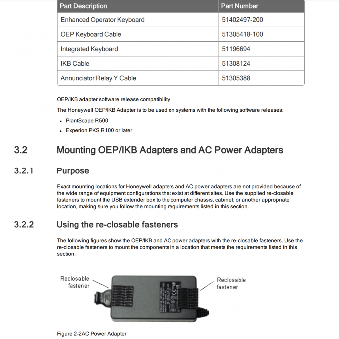 TPS 100 OEP KBD CBL Custom Keyboard Cables 51305418-100 Honeywell